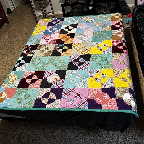 Hand Crafted | Bedding | Vintage Hand Made Multi Colored Quilt | Poshmark
